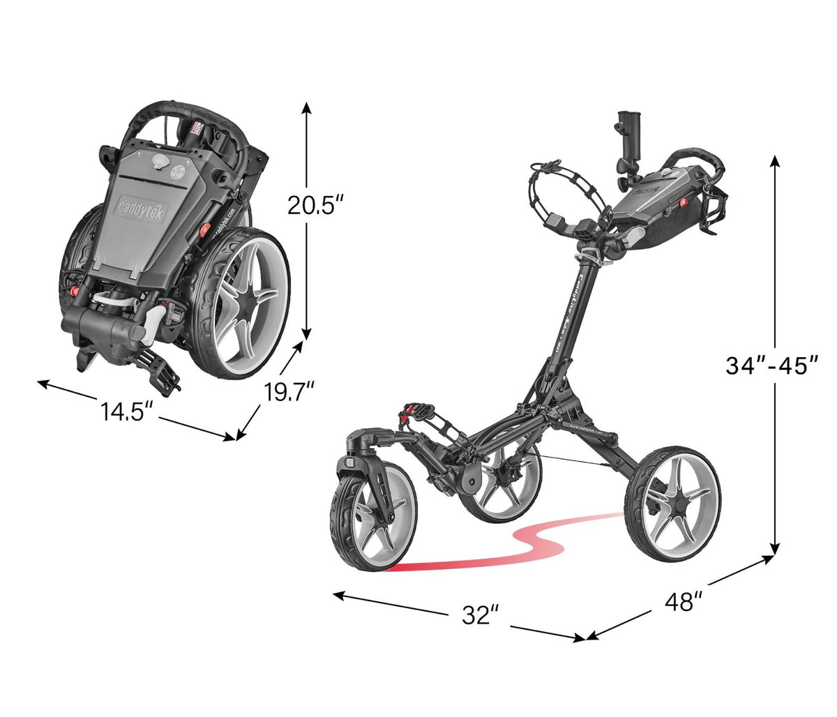 Caddytek 3 Wheel Golf Cart With Swivel Front Wheel