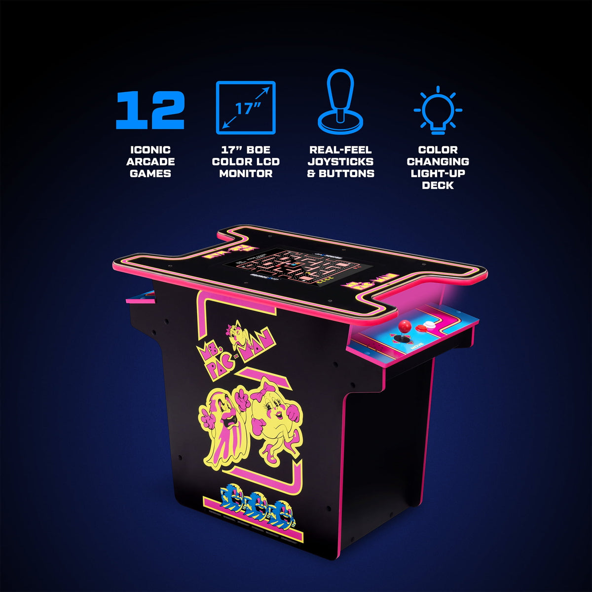 Arcade1Up Ms.PAC-MAN Head-to-Head Arcade Machine – Retro Home Arcade ...