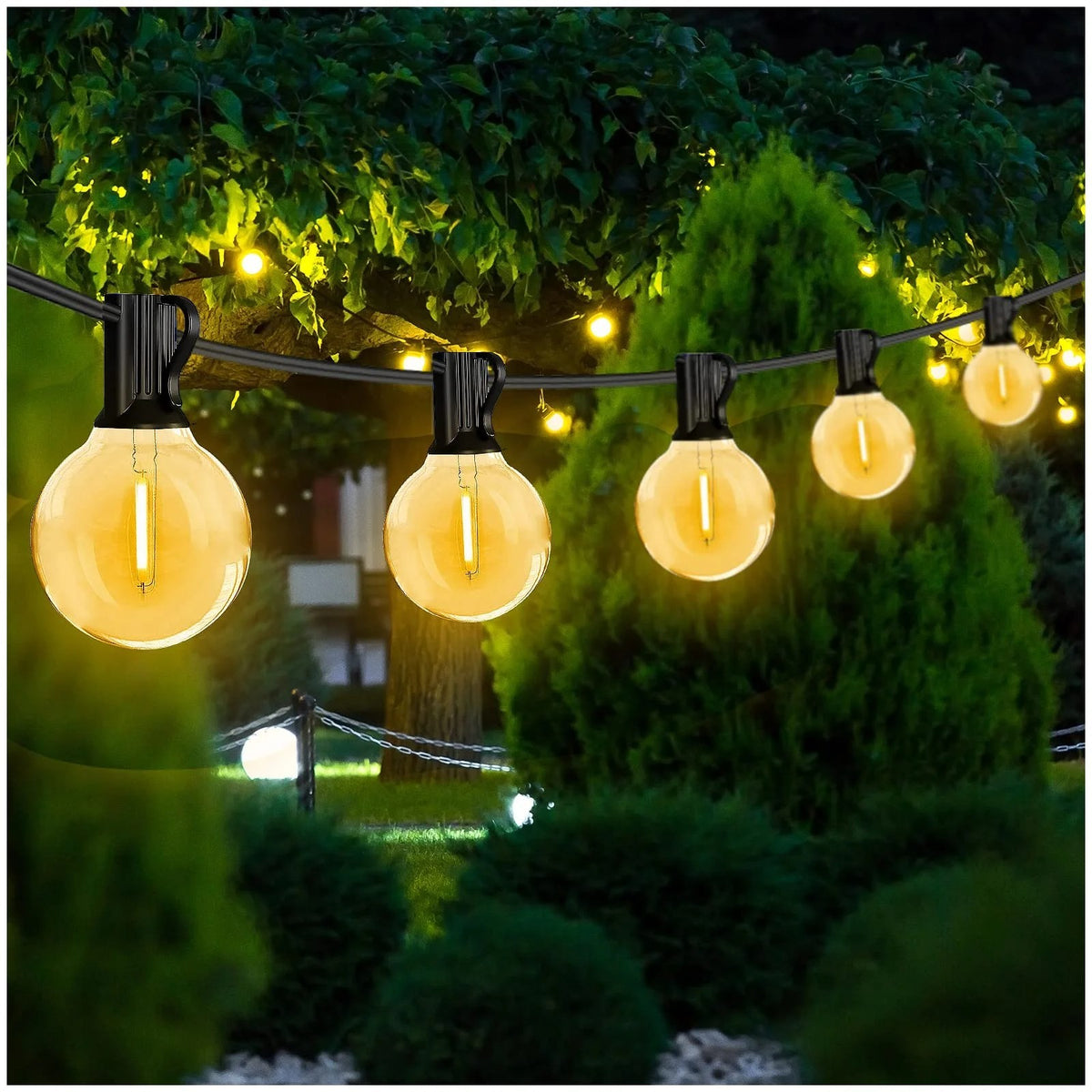 25 Ft - 200 Ft Outdoor E12 G40 Edison Vintage Bulbs String Lights, Pa ...