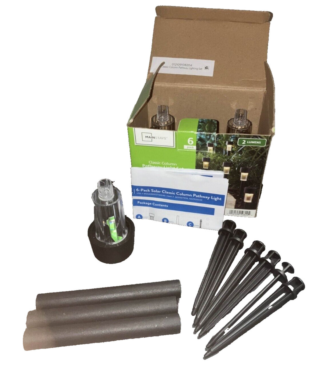 Mainstays Solar Powered LED Classic Column Pathway Light Set 6 Pack ...