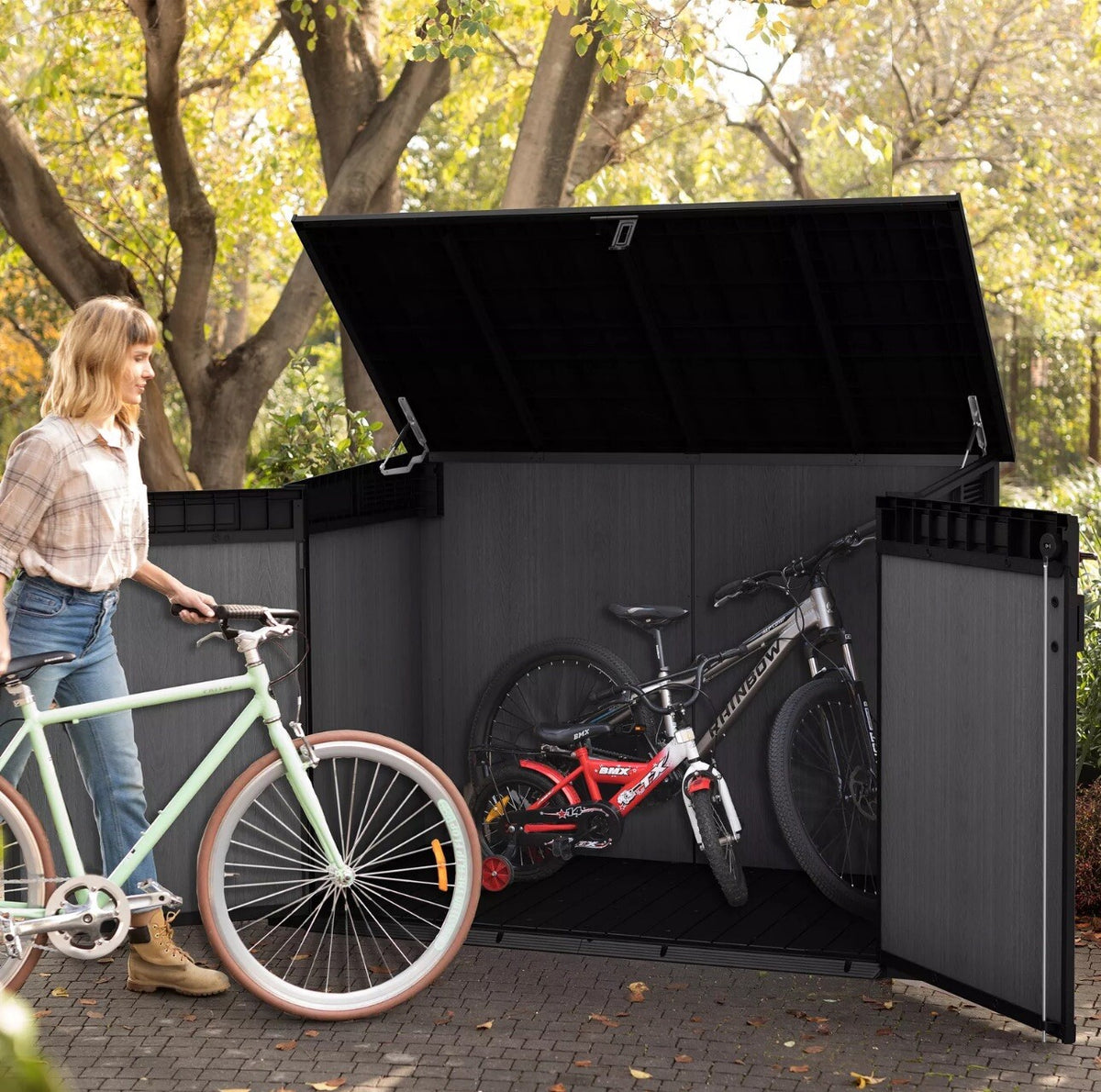 Keter Cortina Mega Premium Horizontal Shed Outdoor Storage, 71.33 Cu ...