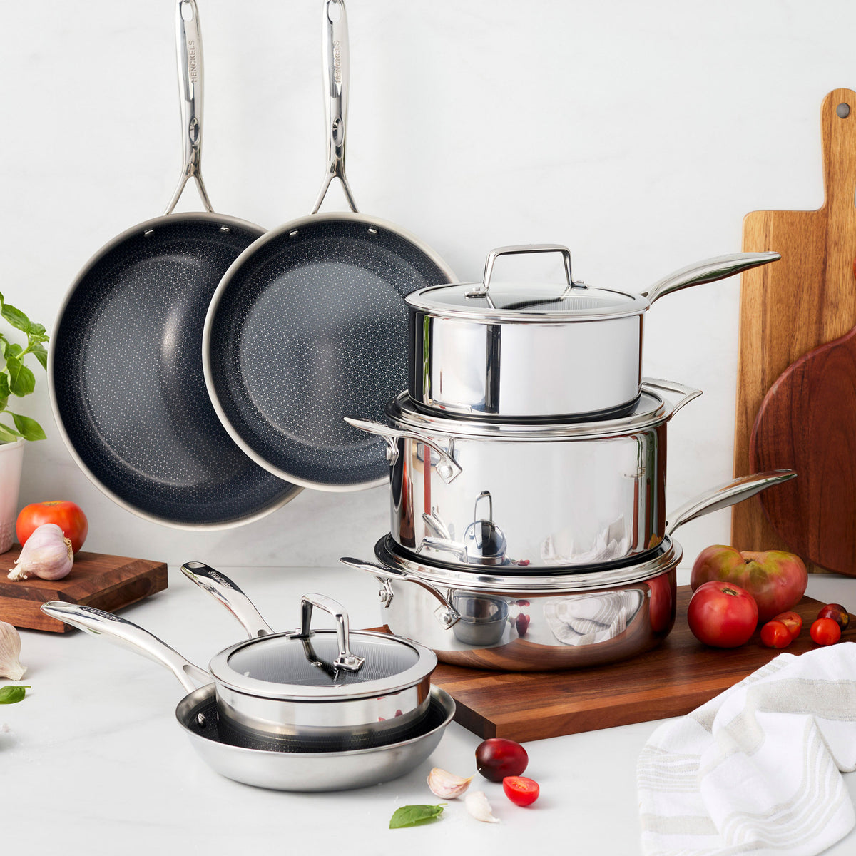 Henckels 11-Piece Stainless Steel Ceramic Nonstick Cookware Set Induc ...